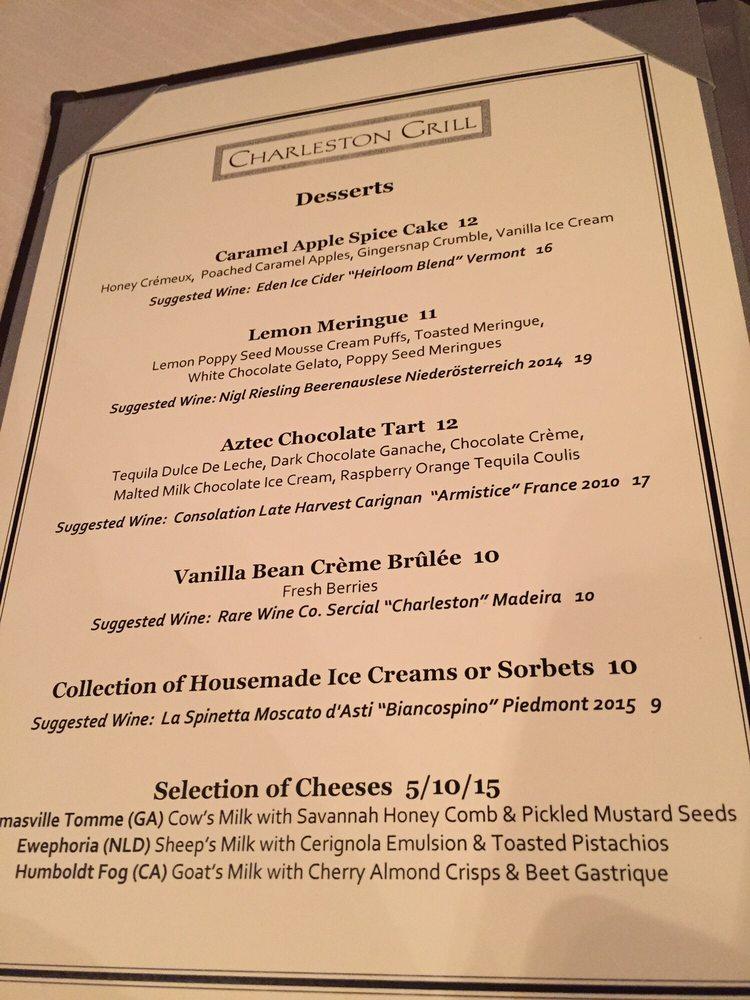 Menu at Charleston Grill pub & bar, Charleston