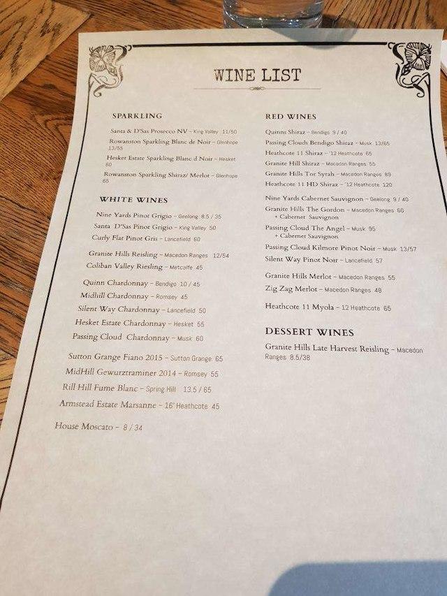 Menu at Royal George pub & bar, Kyneton