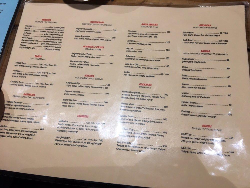 Menu at Lágrima Salcedo restaurant, Makati, 1207