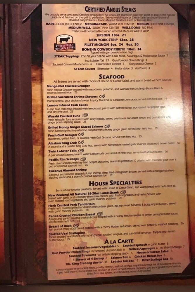 Menu at Middle Grounds Grill pub & bar, Treasure Island