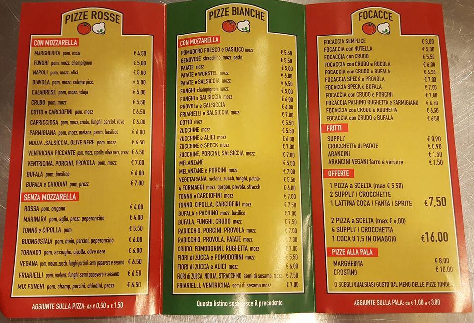 Menu at Pomodoro & Mozzarella restaurant, Rome