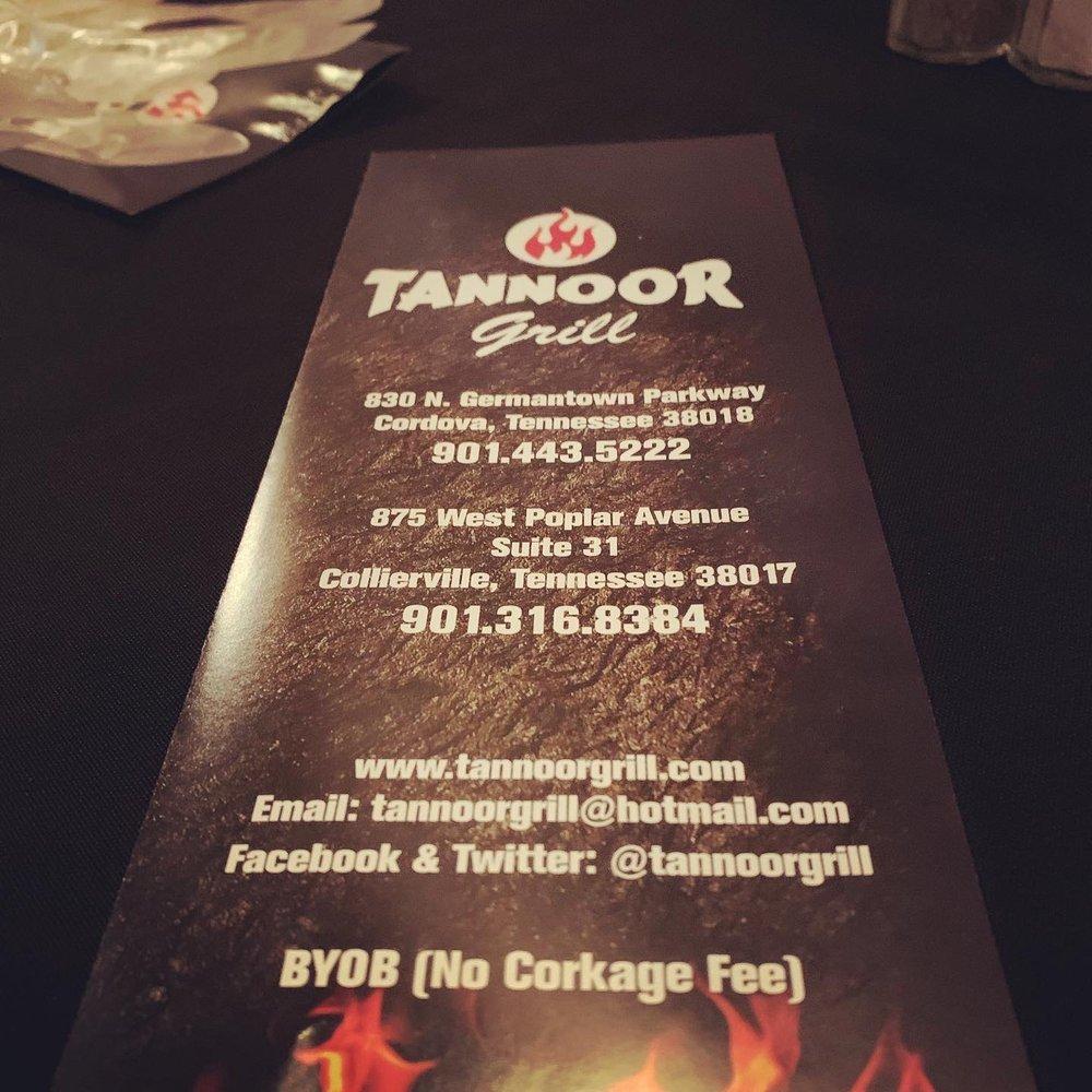 Menu at Tannoor Grill Cordova steakhouse, Memphis, 830 N Germantown Pkwy