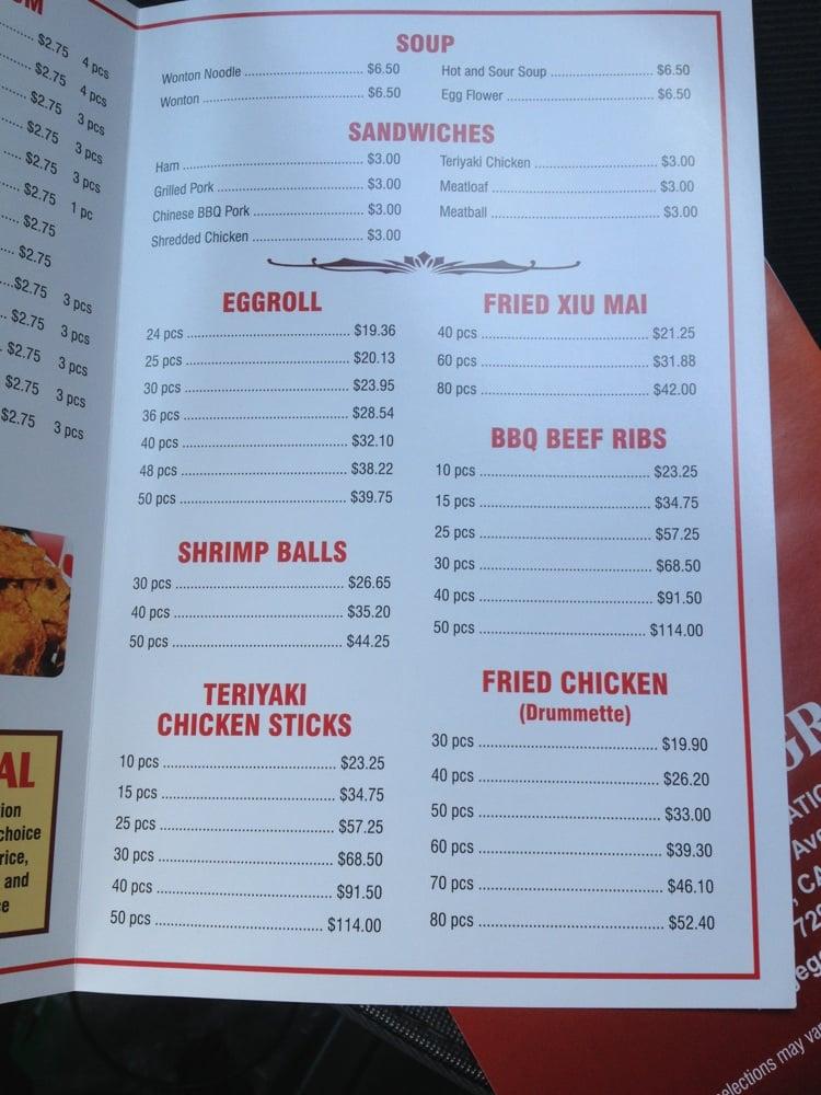 Menu at King Egg Roll restaurant, San Jose, 980 Lundy Ave