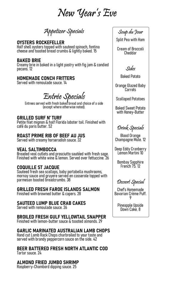 Menu at Kretch's Restaurant, Marco Island