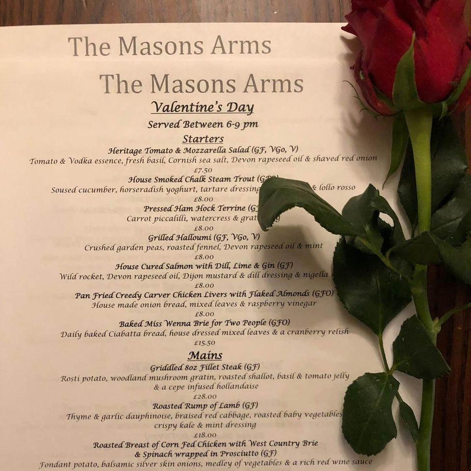 Menu at Masons Arms, Branscombe pub & bar, Branscombe