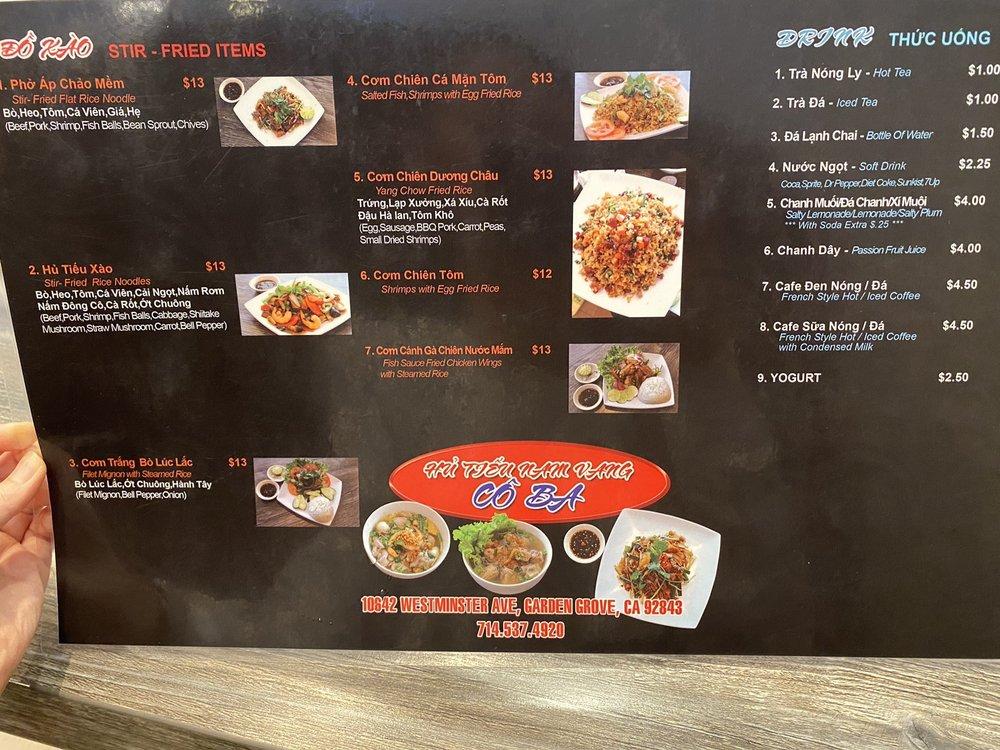 Carta del restaurante Quán Nhà Hai Lúa, Garden Grove