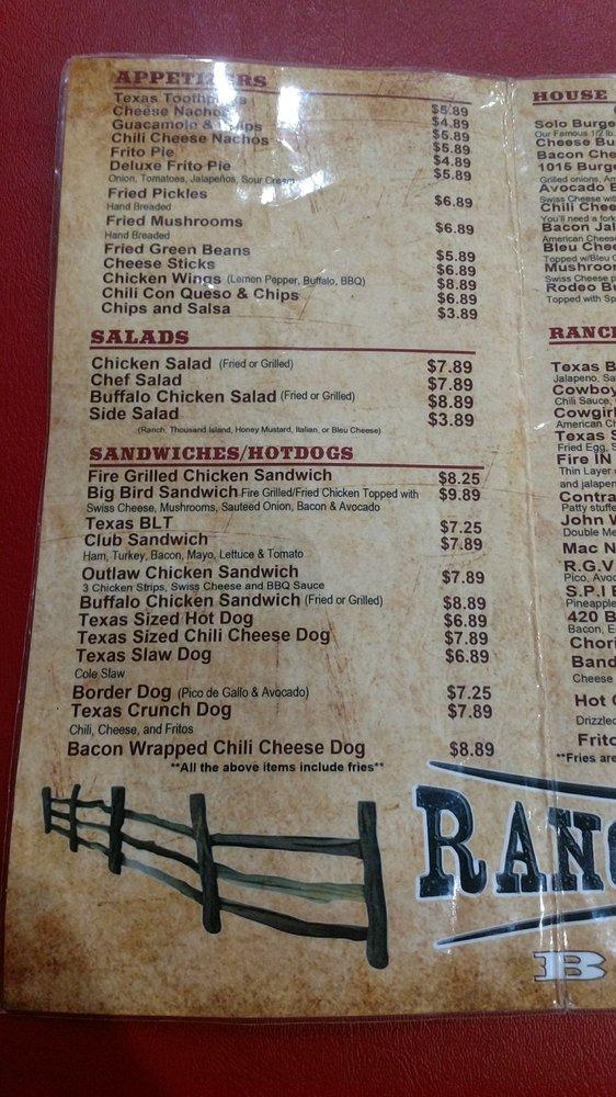 Menu at Ranch House Burgers II restaurant, Mission