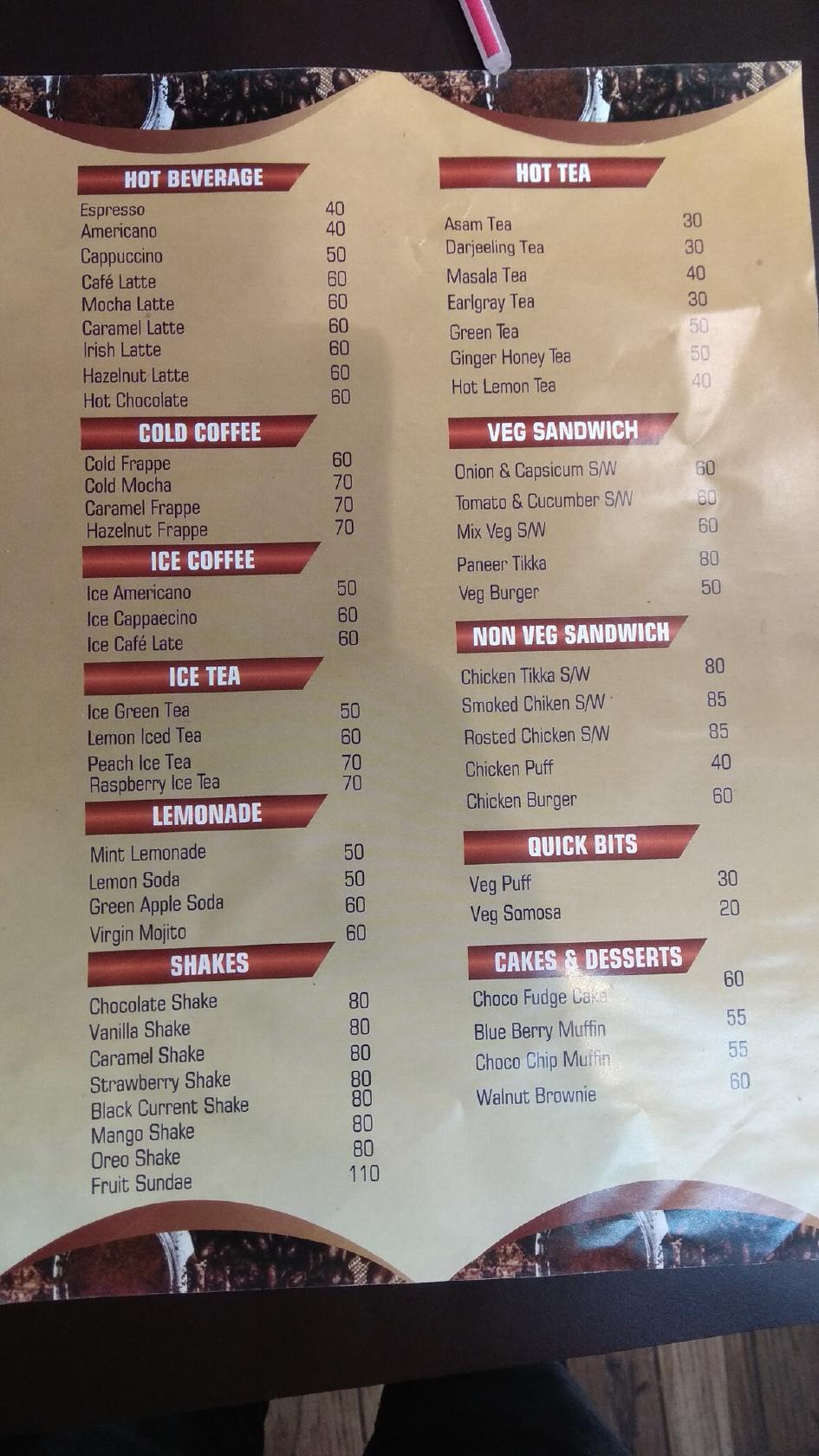 Menu at The Zeal Cafe, Noida, Okaya Center