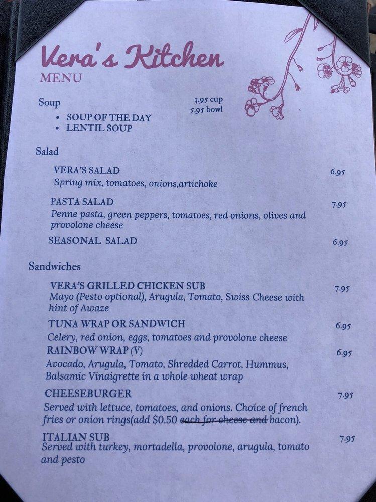 Menu at Vera's Kitchen restaurant, Manassas