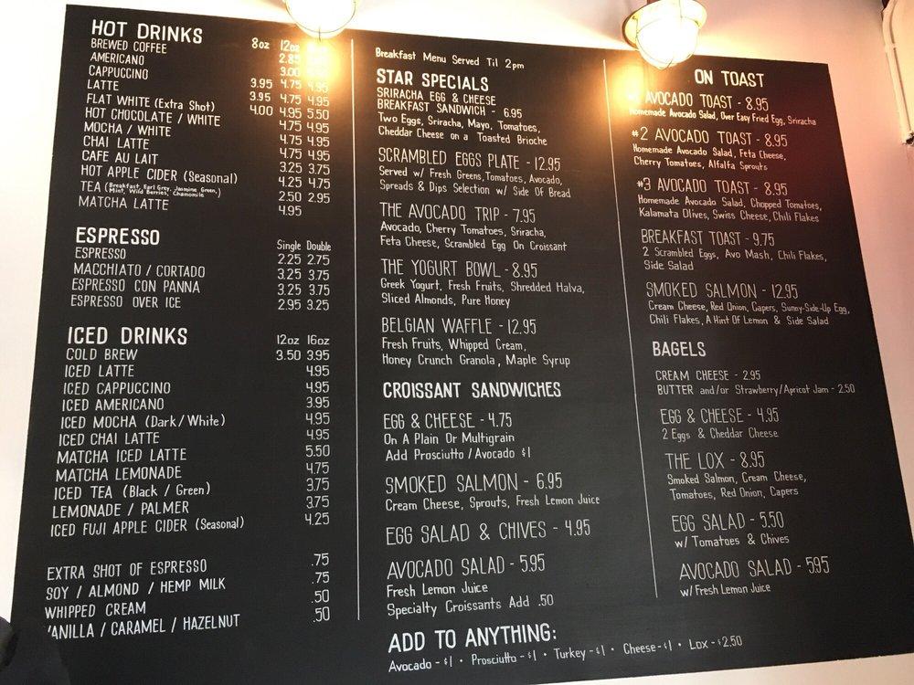 Menu at Black Star Bakery, New York City