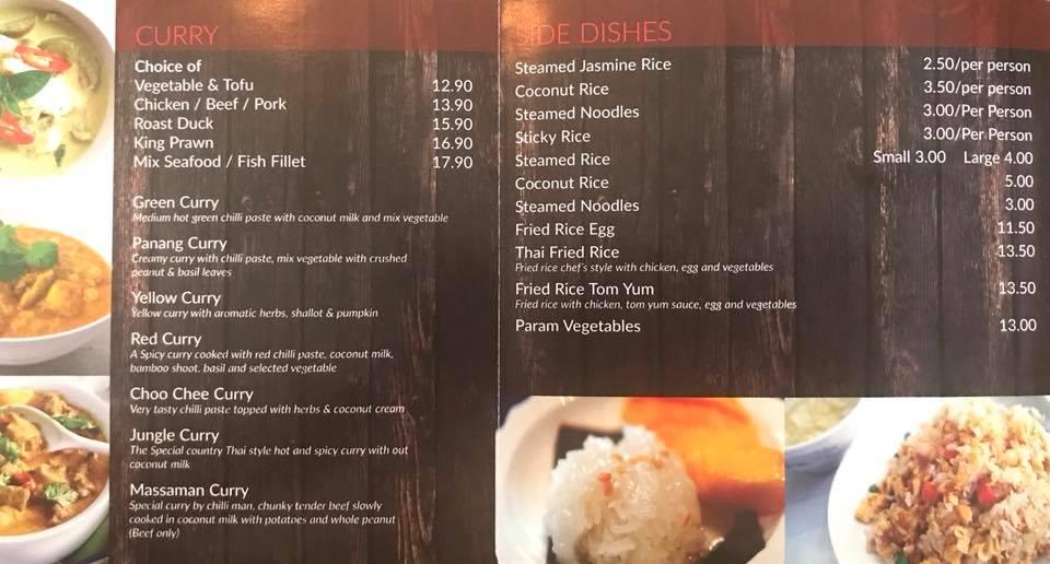 Menu at Chili Man Thai restaurant, Oatley