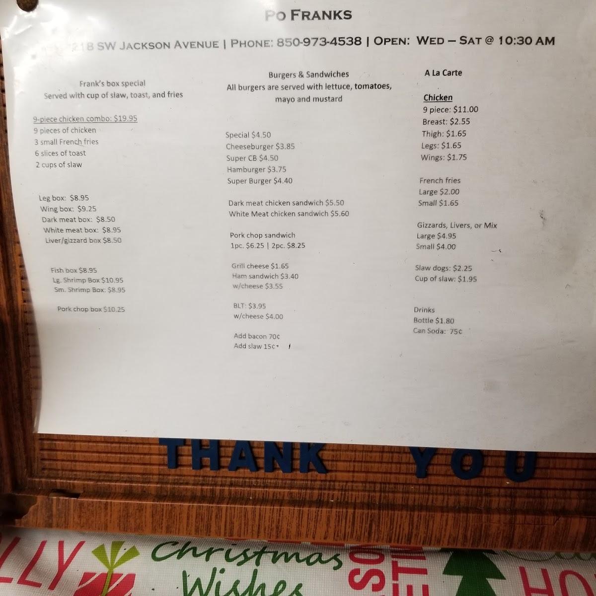 Menu at Frank's Fry House & Market restaurant, Madison