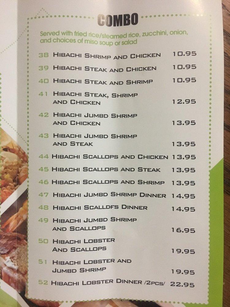 Menu at Hibachi Grill restaurant, Pickering