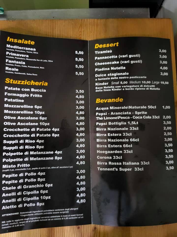 Menu da Il Segreto di Pulcinella pizzeria, Teramo