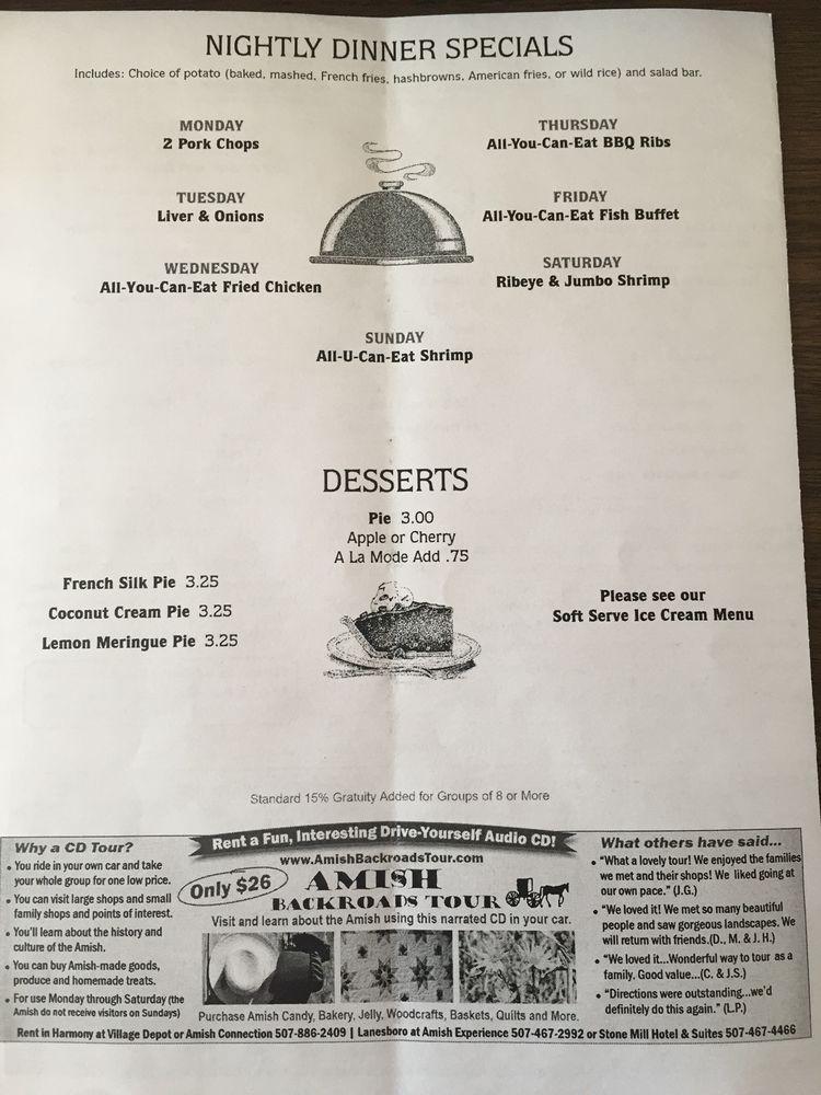 Menu at Blue Collar Cafe, Eyota