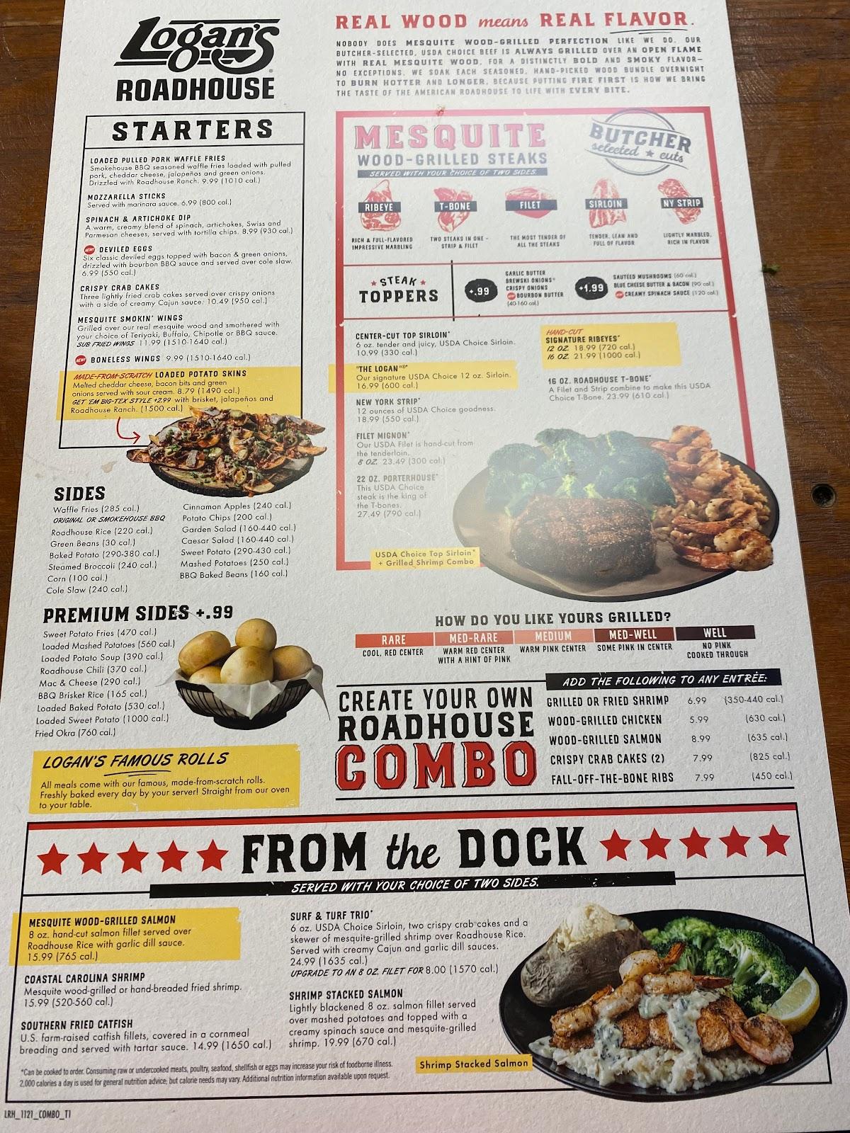Menu at Logan's Roadhouse BBQ, Cookeville