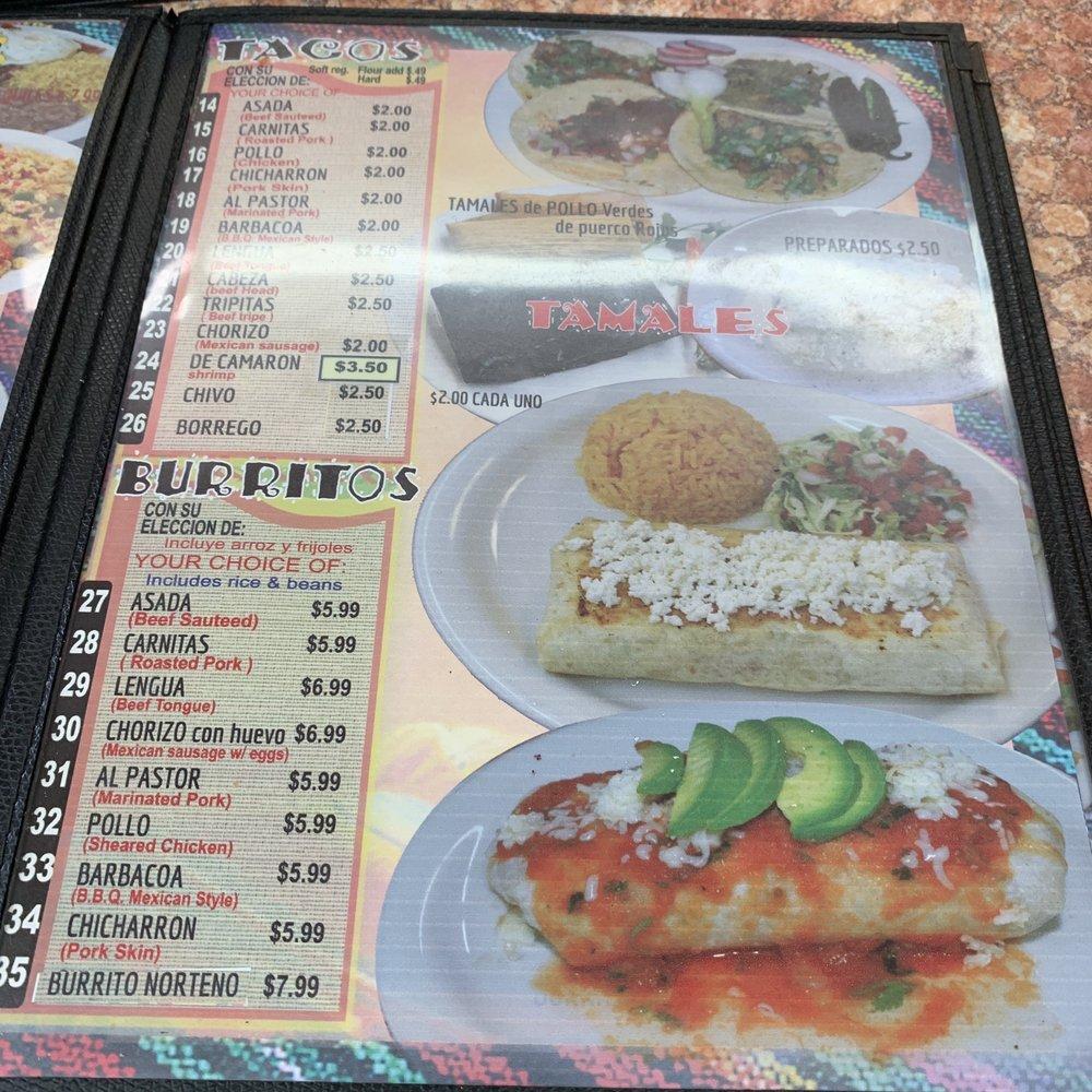 Menu at Los Hermanos restaurant, Orlando