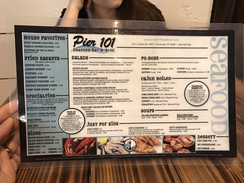 Menu at Pier 101 pub & bar, Rockwall