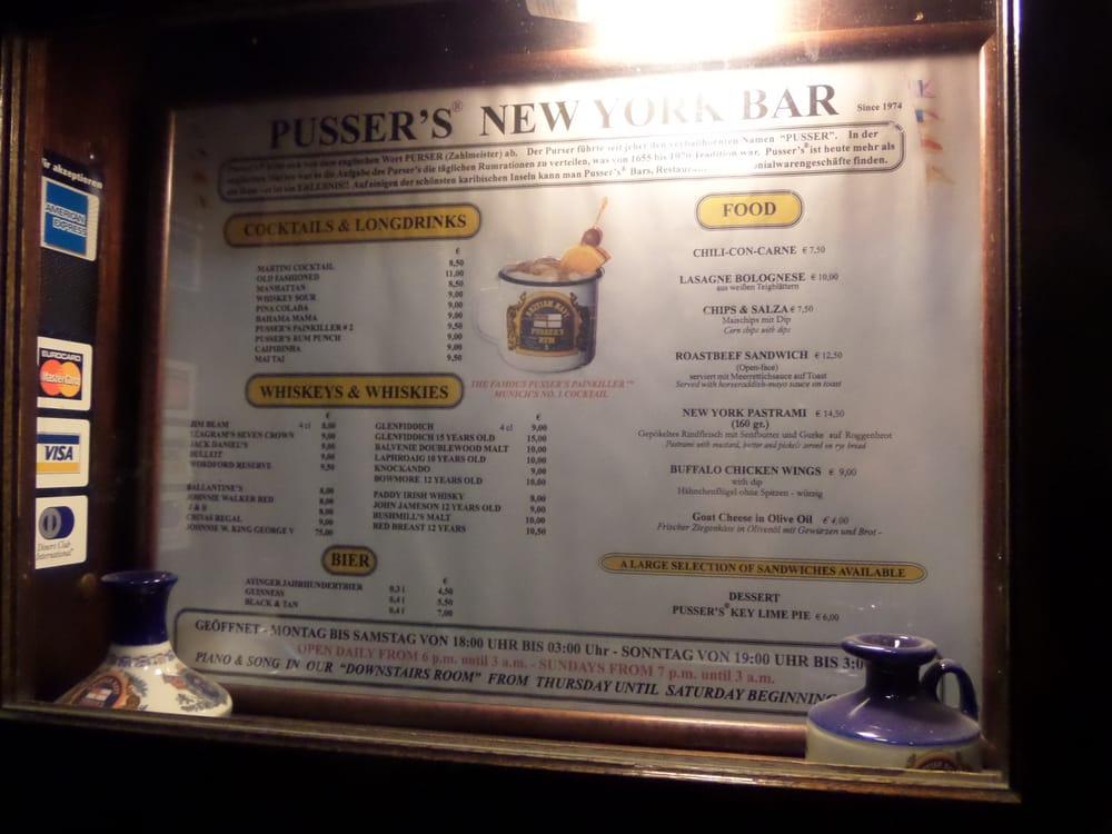 Speisekarte von Pusser's pub & Bar, München