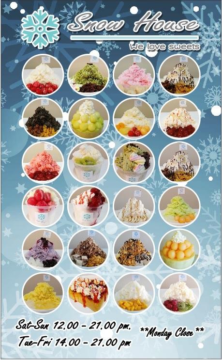 Menu at Snow House restaurant, Sattahip