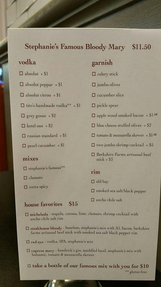 Menu at Stephanie's pub & bar, Boston, Logan Airport Terminal B