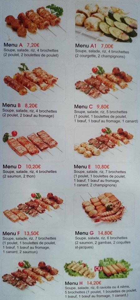 Menu at Sushi Osakaya restaurant, Évreux