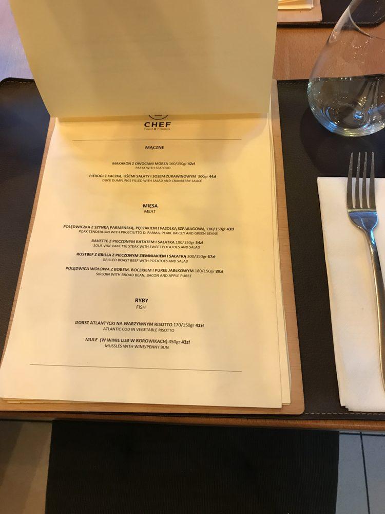 Menu at CHEF food&friends pub & bar, Gdańsk