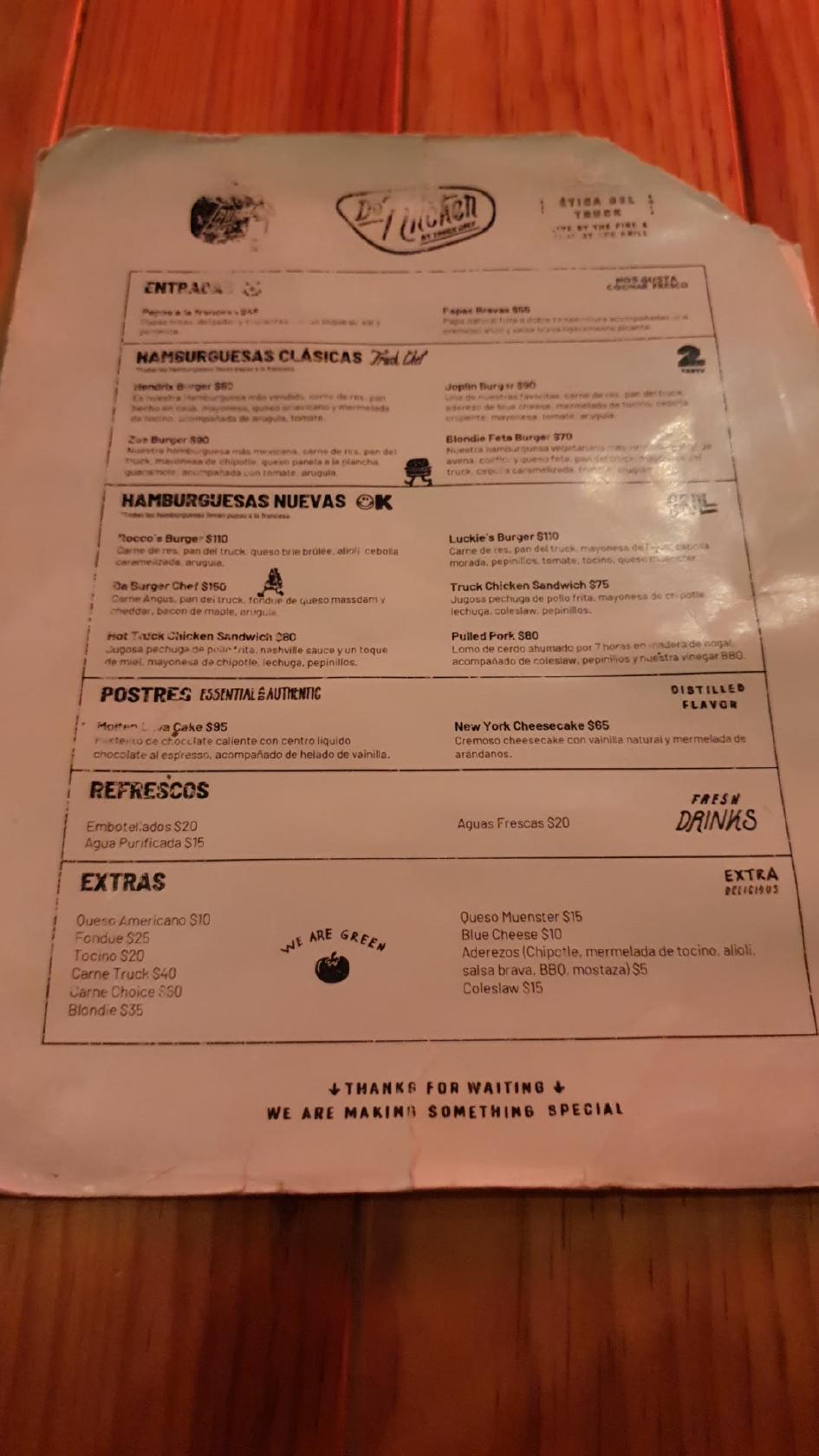 Menu at Da Kitchen restaurant, Merida