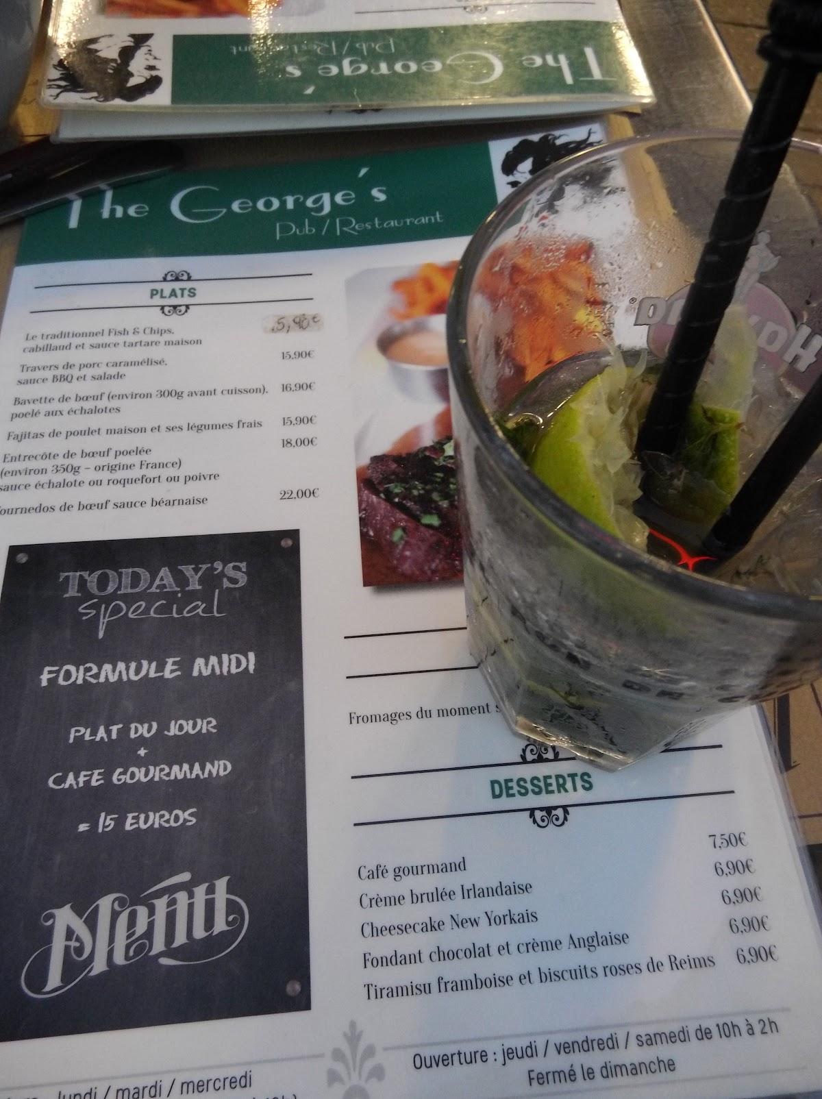 Menu au the georges restaurant, Reims