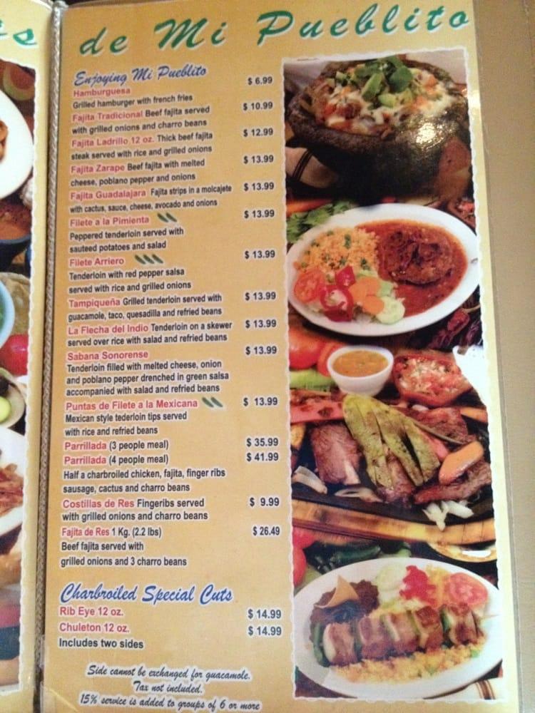 Menu at Mi Pueblito Restaurant Bar and Grill, Brownsville, Pablo Kisel Blvd