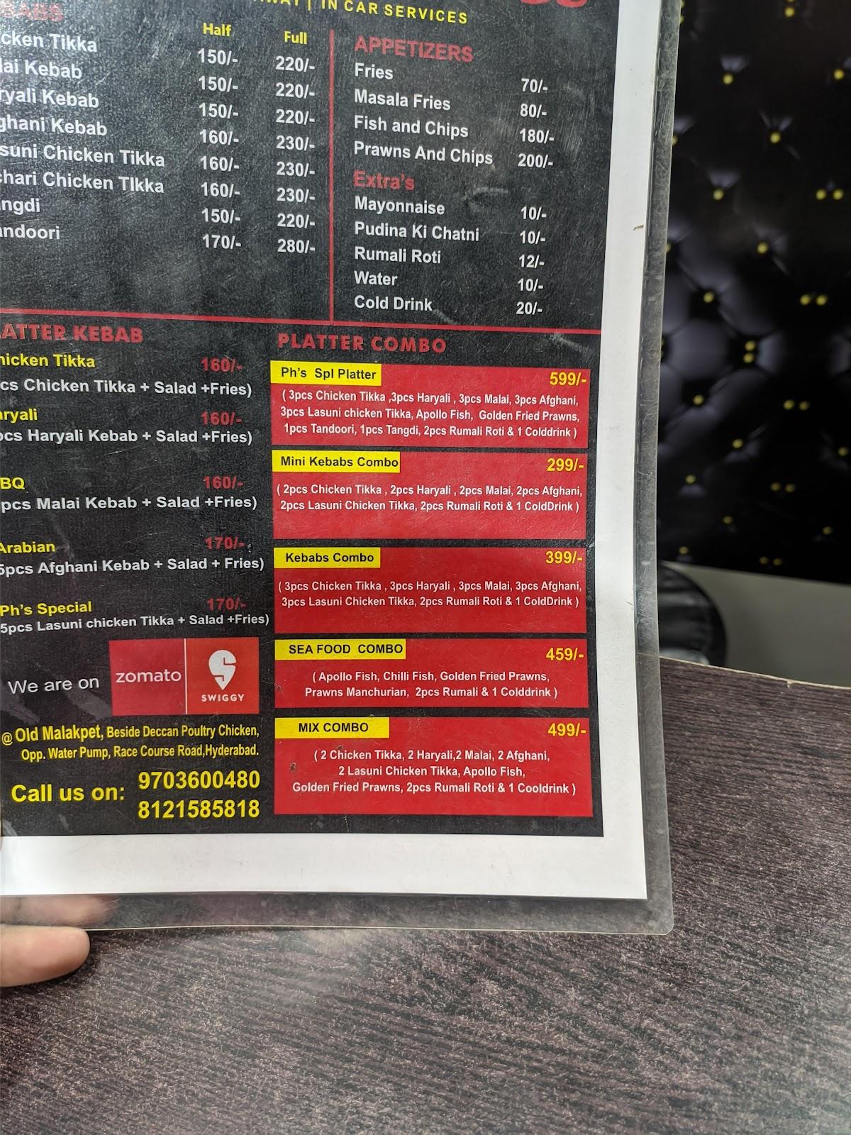 Menu at Platter House, Hyderabad