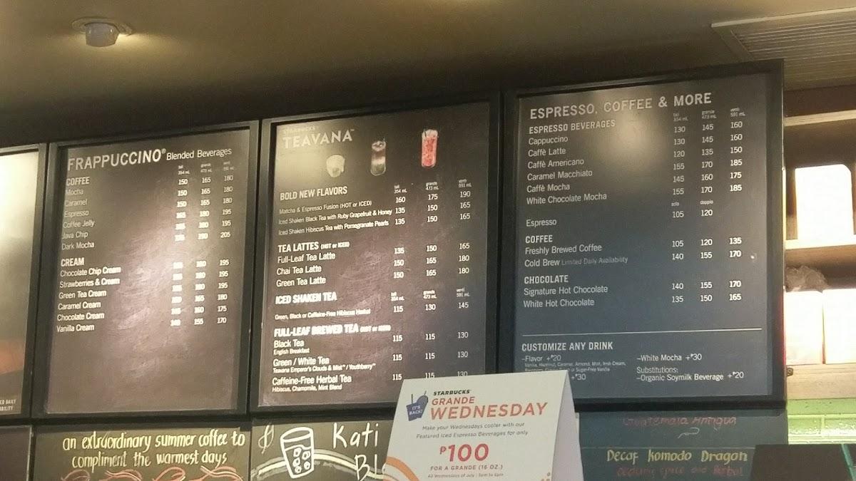 Menu at Starbucks Cash & Carry Makati cafe, Makati, G/F