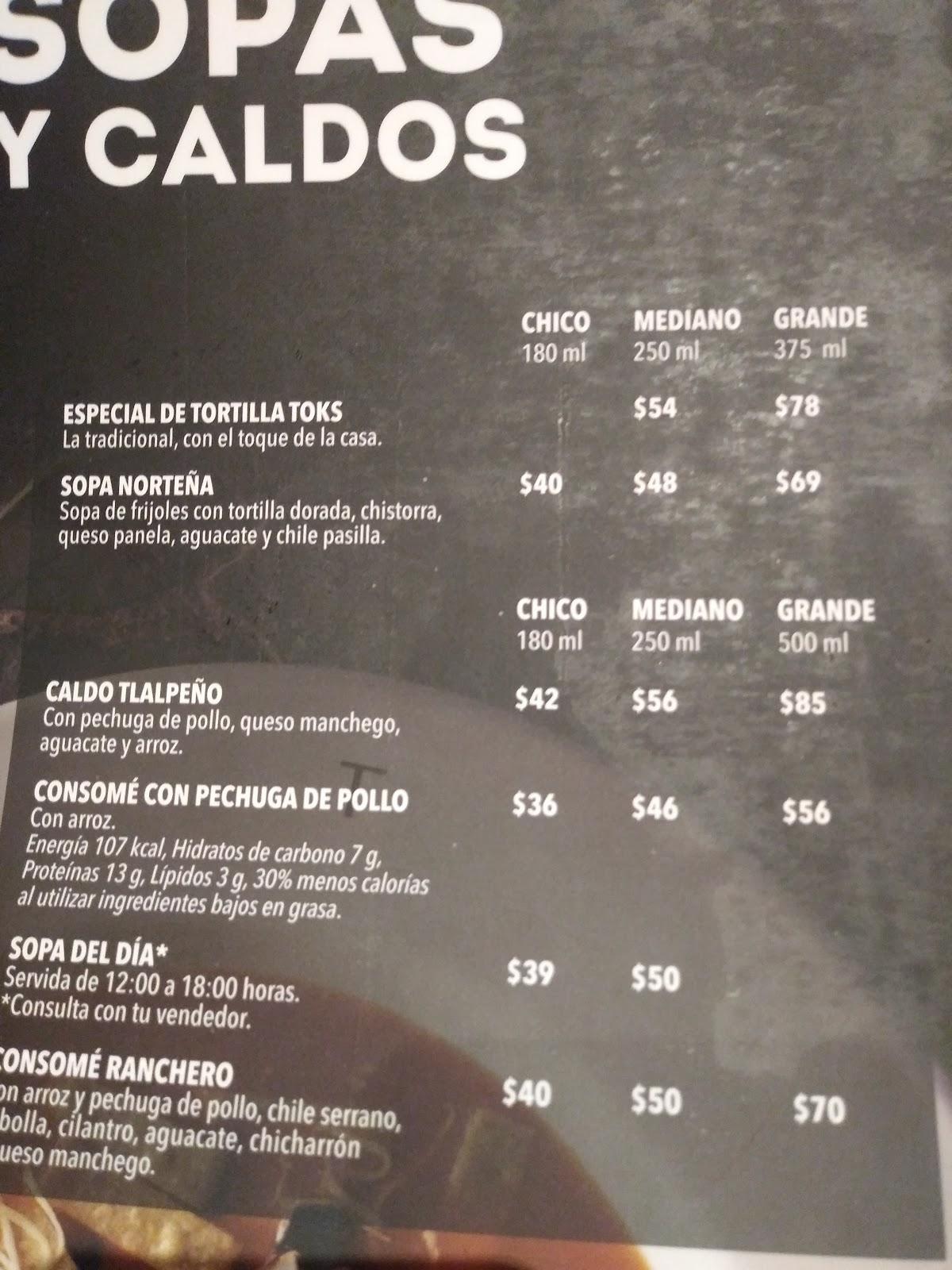 Carta del restaurante Toks Mitras, Monterrey, Avenida Ruiz Cortinez