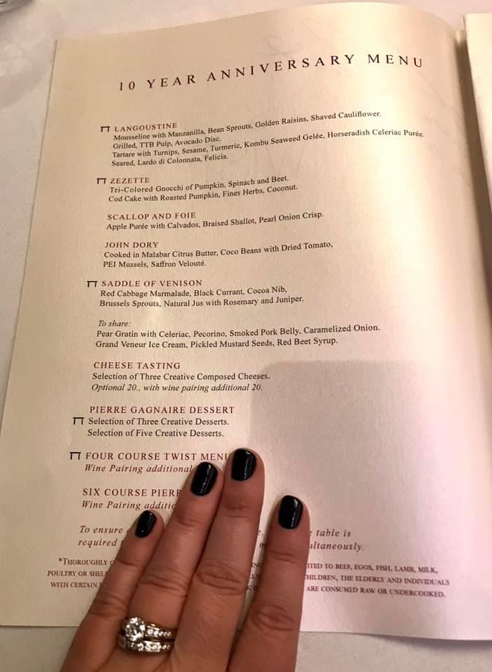 Menu at Twist restaurant, Las Vegas, Las Vegas Blvd S