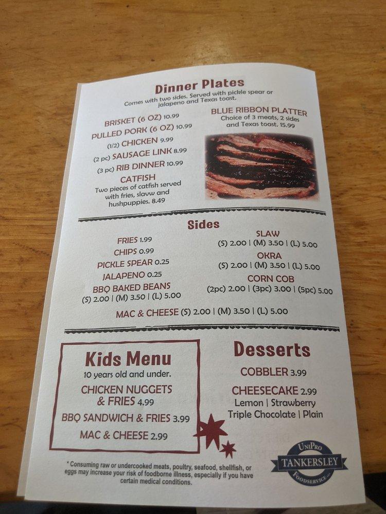 Menu at Blue Ribbon BBQ & Diner, Roland