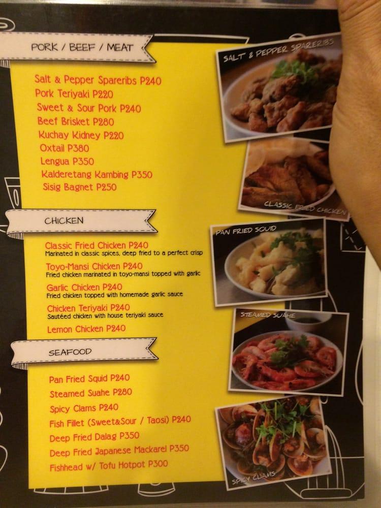 Menu at Happy Lulu, Philippines, 19 Ubay St Banawe
