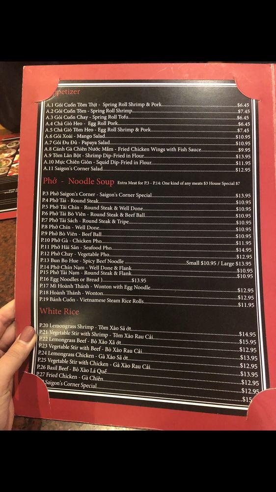 Menu at SAIGON'S CORNER Authentic Vietnamese Cuisine restaurant, Iowa ...