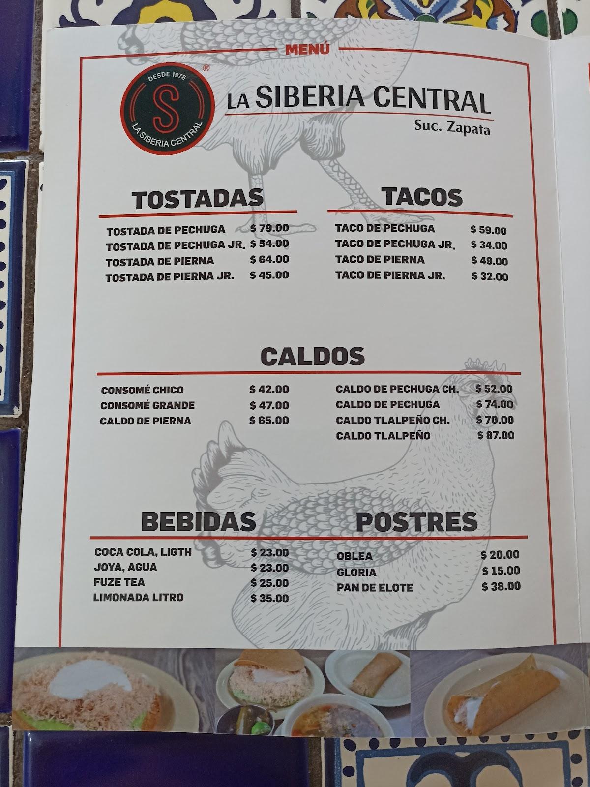 Carta del restaurante SIBERIA ZAPATA, Monterrey, Av. Lázaro Cárdenas 4356