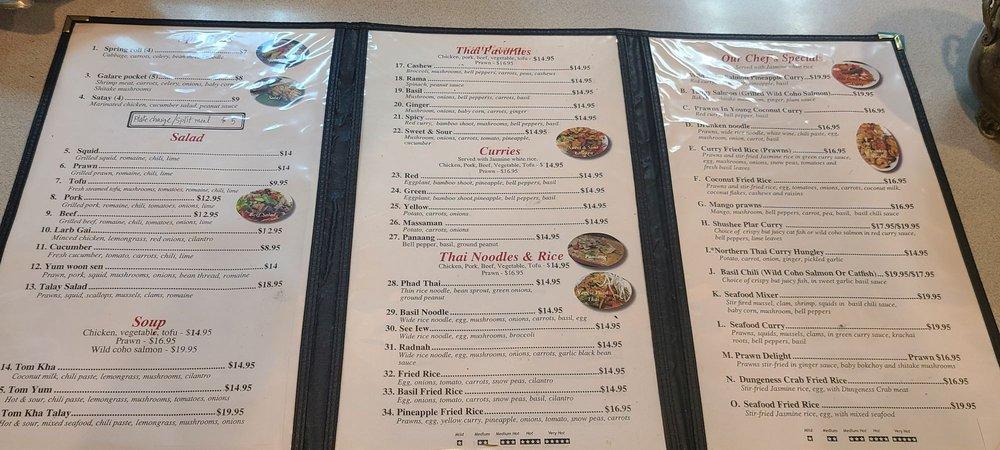 Menu at Galare Thai desserts, Sequim