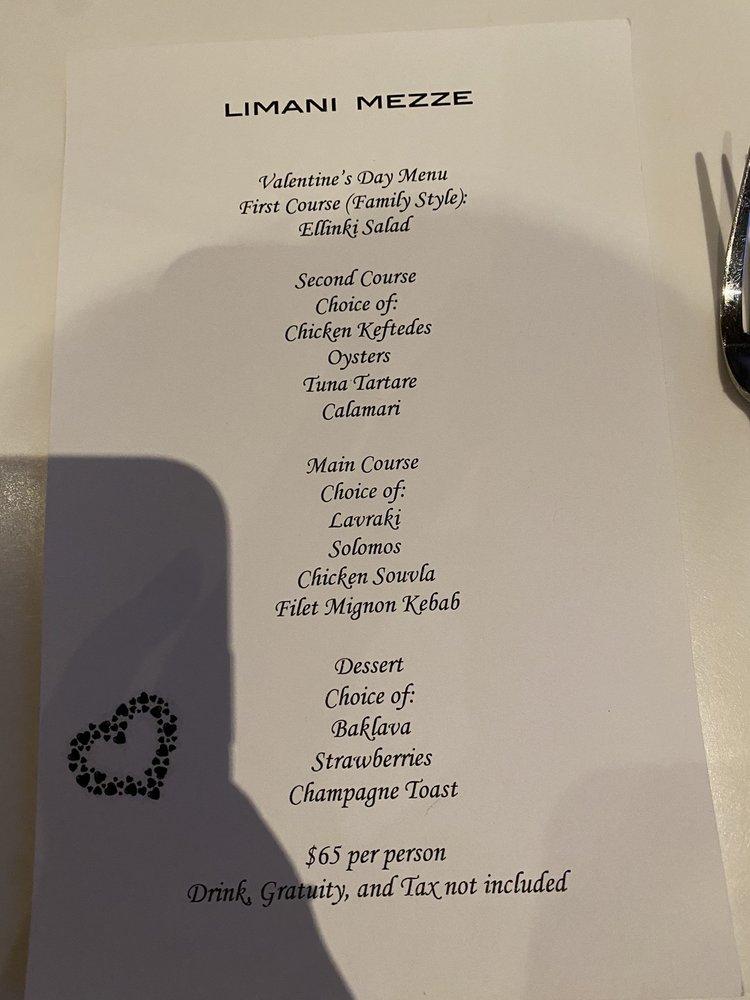Menu at Limani Mezze restaurant, Roslyn