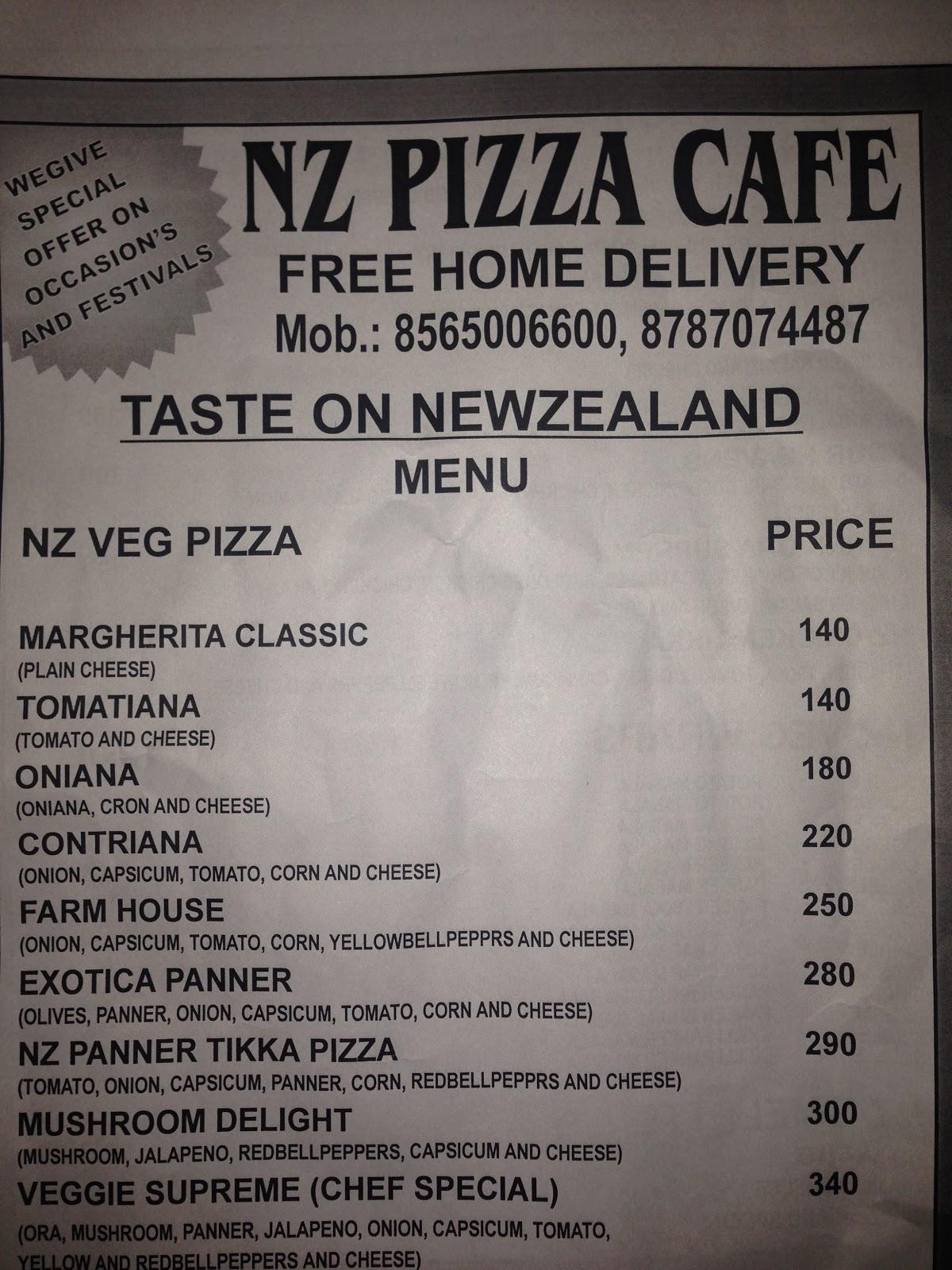 Menu at Nz Pizza Cafe, Palia Kalan