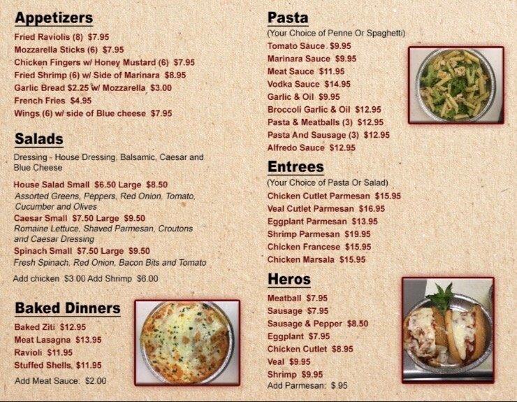 Menu at ST. JAMES PIZZA & PASTA pizzeria, Saint James, 348 Lake Ave # 3