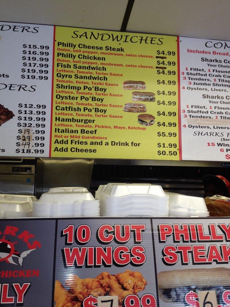 Menu at Sharks Fish & Chicken restaurant, Homewood, 254 Green Springs Hwy
