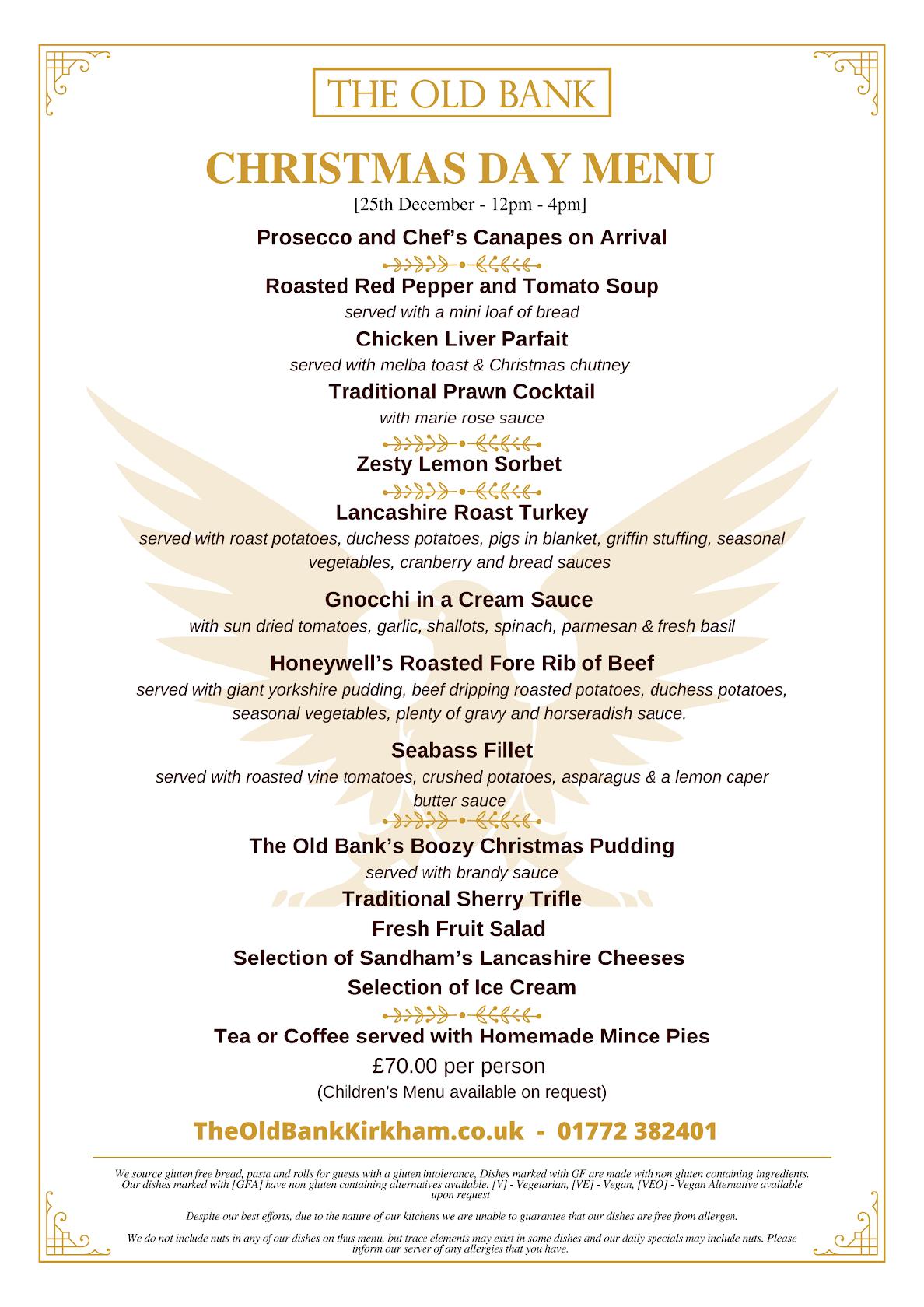 Carta del restaurante The Old Bank (Kirkham), Freckleton