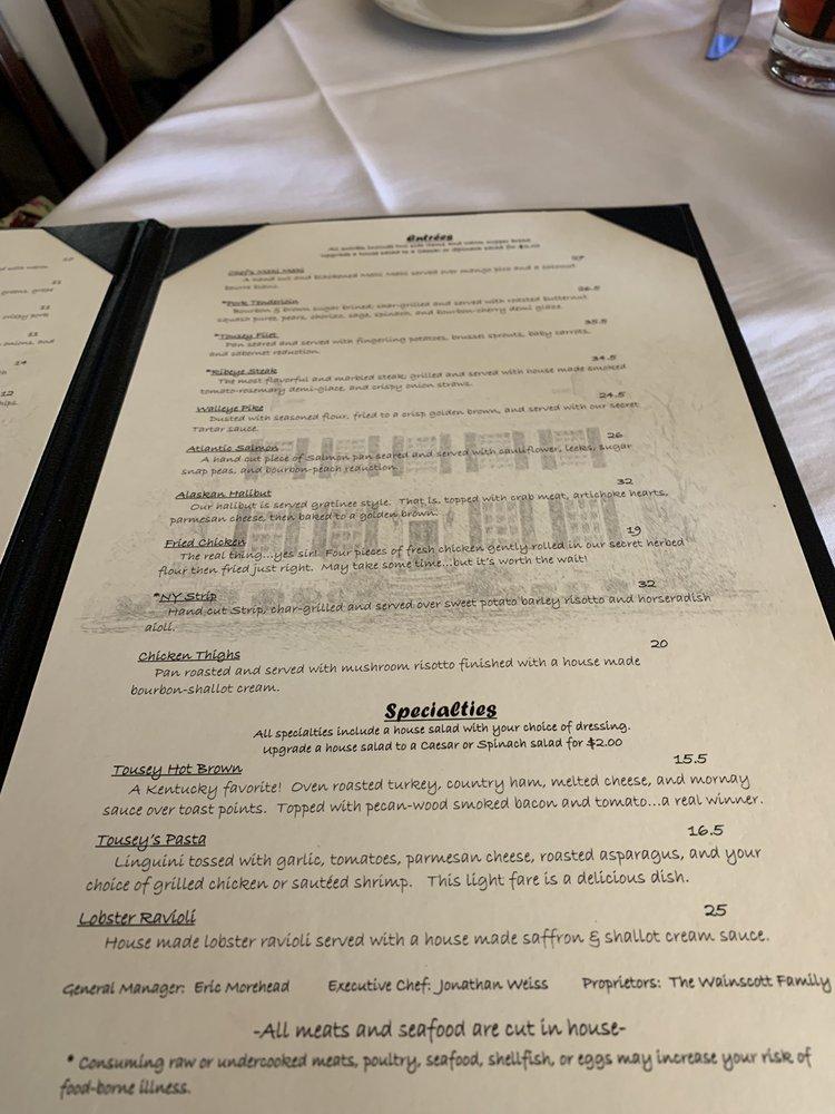 Menu at Tousey House Tavern restaurant, Burlington