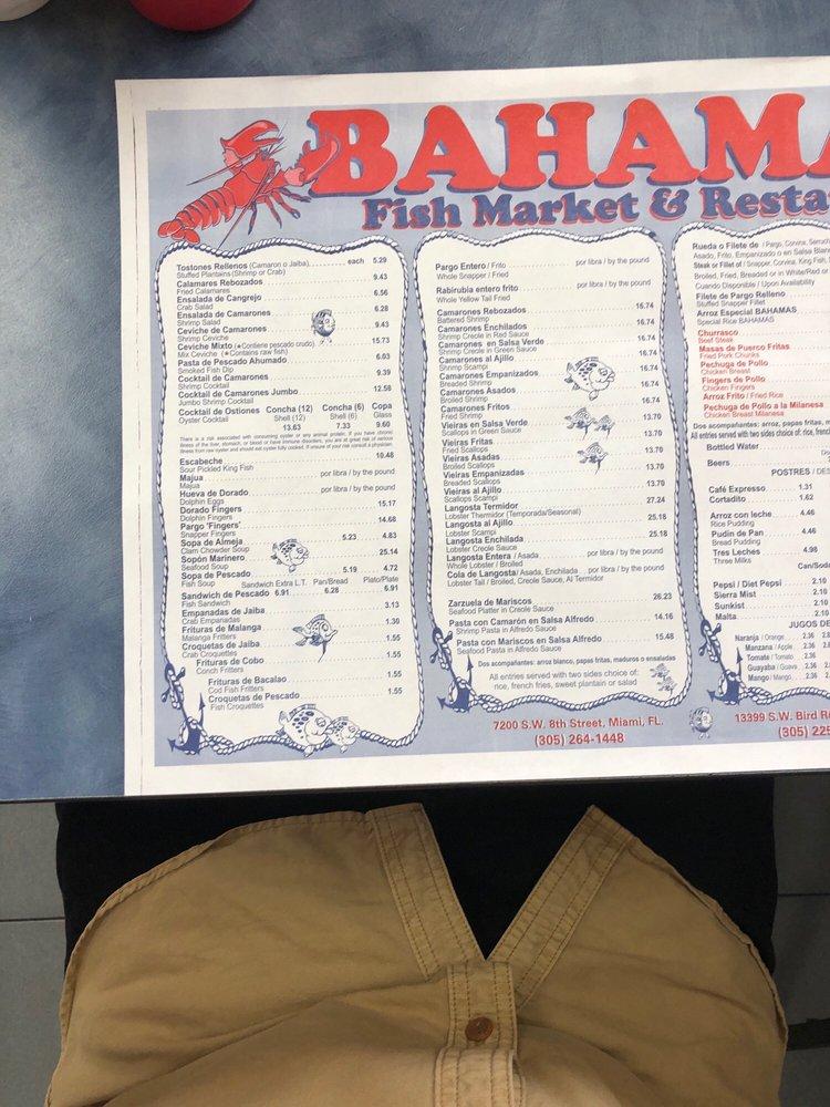 Menu at Bahamas Fish Market & Restaurant, Miami