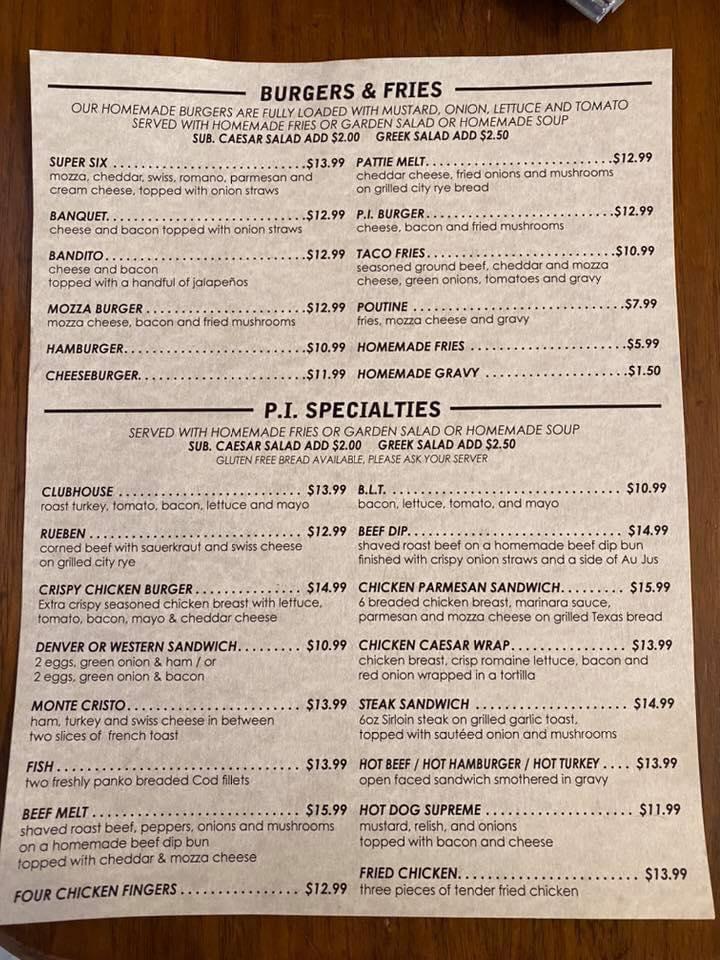 Menu at Patricia Inn Family Restaurant, Dryden