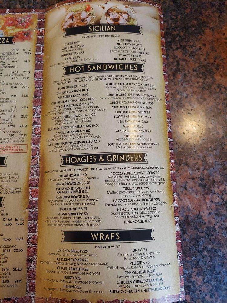 Menu at Rocco's Pizza pizzeria, Exton, 605 N Pottstown Pike