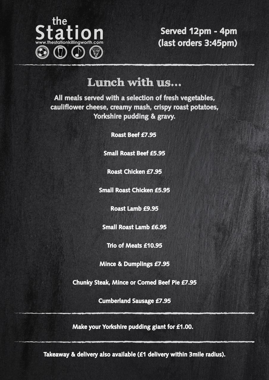 Menu at The Station pub & bar, Newcastle upon Tyne
