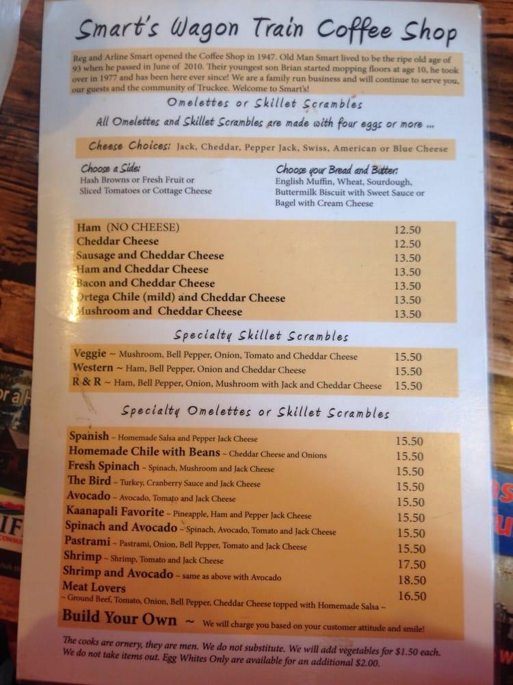 Menu at Wagon Train Coffee Shop restaurant, Truckee